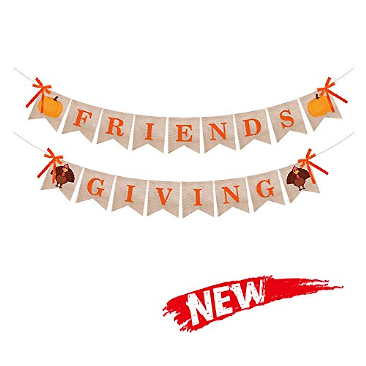Friendsgiving Party Decorations，Thanksgiving Decorations，Friendsgiving Decorations Supplies，Thanksgiving Pumpkin and Turkey Banner,Thanksgiving Friendship Party Decorations
