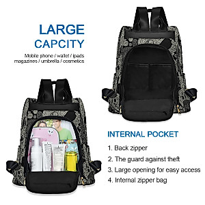 ALAZA Sugar Skull Paisely Flower Women Backpack Anti Theft Back Pack Shoulder Fashion Bag Purse