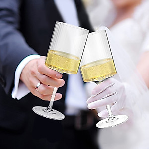 Large Ribbed Square Wine Glasses Set of 4 Crystal,17oz Clear Cylinder Fluted Glassware Flat Bottom,Hand Blown White Red Wine Glass with Long Stem,Copas de Vino,Modern Unique Gift for Wedding,Party