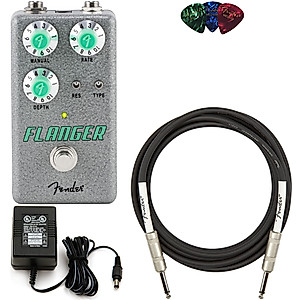 Fender Hammertone Flanger Bundle with Power Supply, Instrument Cable, and Picks