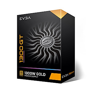 EVGA 1300 GT, 80 Plus Gold 1300W, Fully Modular, Eco Mode with FDB Fan, 100% Japanese Capacitors, 10 Year Warranty, Includes Power ON Self Tester, Compact 180mm Size, Power Supply 220-GT-1300-X1