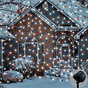 Vanthylit Christmas Projector Lights Multi Function Rotating Falling Snow Projector for Xmas Moving Points Landscape Lights for Home Yard Garden Party and for Show Club Pub