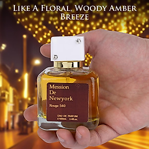 Mession de New York Rouge 540 Eau De Parfum for Men and Women - Saffron & jasmine as top notes - Base of Cedar & Fir Resin - Fragrance Choice for Daily Wear - Elegant 100ml Bottle with Suede Pouch