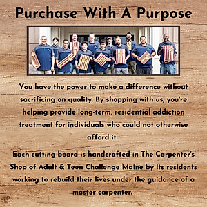 French Rolling Pin Solid Rock Maple Handmade from Adult & Teen Challenge - 20" x 2" - Tapered Handles