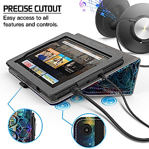 VORI Case for All-New Fire 7 Tablet (9th Generation, 2019 Release), Folio Smart Cover with Auto Wake/Sleep (Mandala Galaxy)