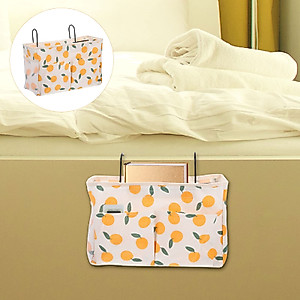 ARTIBETTER Fruit Hanging Basket Orange Bedside Cotton Linen Hanging Storage Bag Bed Storage Pocket Organizer Pouch Diaper Stacker for Bed Crib Craddle Baby Clothes Organizer Storage Bed Frame
