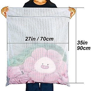 Vivifying Mesh Laundry Bags, 2 Pack Extra Large Honeycomb Laundry Bags Mesh Wash Bags for Coats, Stuffed Toys, Blanket, Sweater, Delicates Clothes