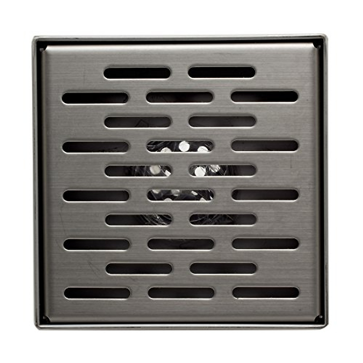 ALFI brand ABSD55C 5" x 5" Modern Square Stainless Steel Shower Drain with Groove Holes, Silver