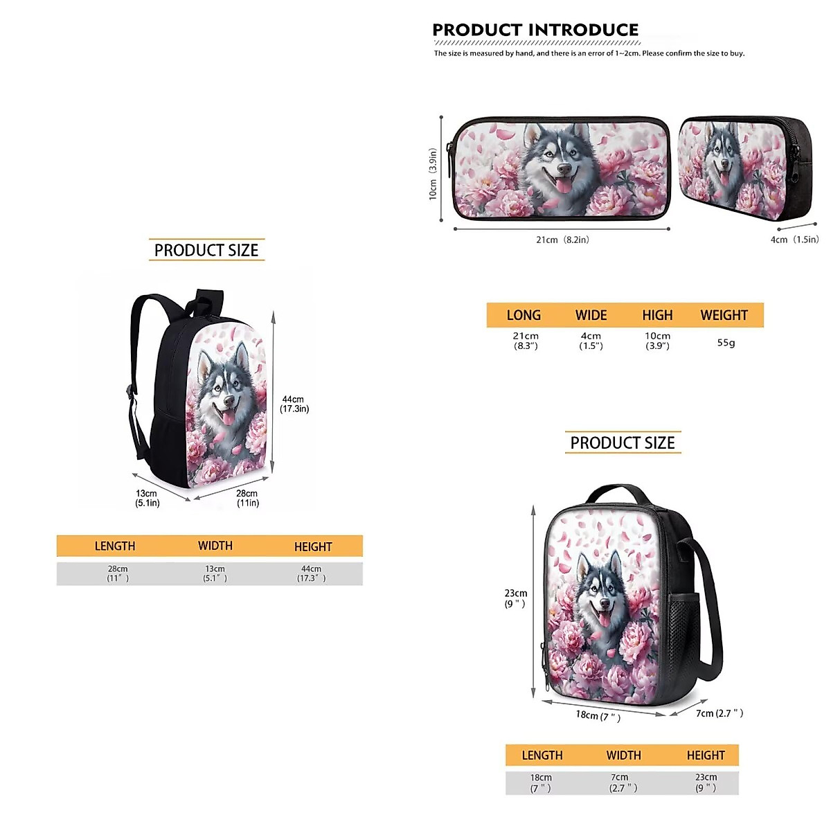 FANCOSAN School Backpacks 3 Packs Set for Kids Girls Cartoon Sloth Shoulder Bags Children 16 Inch Primary Bagpack Lunch Bag and Pencil Box