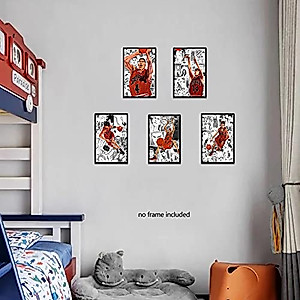 Onstthm Anime Slam Dunk Poster 5Pcs Canvas Painting HD Print Wall Art for Living Room Home Decoration Boy Gift，Unframed 8"x12"