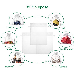 100PCS White Organza Jewelry Bags Drawstring 3 x 4 inch, Little Mesh Gift Pouches Mini Candy Organza Bags for Small Presents Jewelry Earrings Candy Treat Wedding Party Favors Mesh Pouch