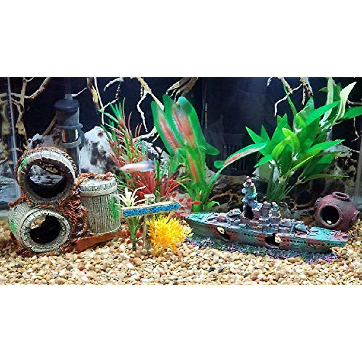 SLOCME Aquarium Shipwreck Decorations Fish Tank Ornaments - Resin Material Sunken Ship Decorations, Eco-Friendly for Freshwater Saltwater Aquarium Betta Fish Decorations