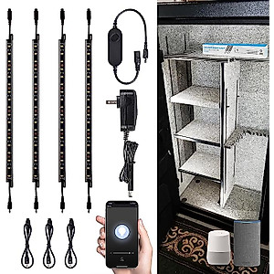 TORCHSTAR Voice Control Smart LED Safe Lighting Kit, (4) 12 Inch Dimmable Linkable Light Bars, Compatible with Alexa&Rocker Switch, 100-240V UL Power Adapter 900LM for Under Cabinet, 5000K Daylight