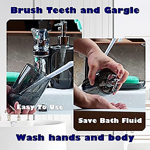 YOSXICC Home/Hotel Premium Bathroom Washing Room Countertop Accessory Set, 4-in-1 Bathroom Accessory Set, Toothbrush Holder,Soap Dispenser/Bath Liquid Bottle, Soap Dish/Box,Mouthwash Cup (Light Black)