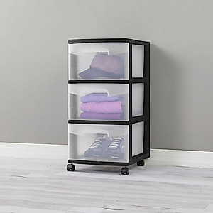 Sterilite 3-Drawer Storage Cart, Clear with Black Frame (4-Pack)