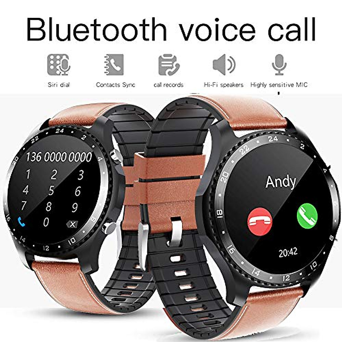 RASMECALO Smart Watches for Men with Bluetooth calls and play music,Fitness Tracker Blood Pressure Monitor Blood Oxygen Meter Heart Rate Monitor IP67 Waterproof, for iPhone Samsung Android Phones (BN)