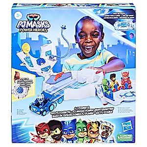 PJ Masks Power Heroes PJ Power Q Playset, Headquarters Set with Car and Figure, Superhero Toys for 3 Year Old Boys and Girls and Up