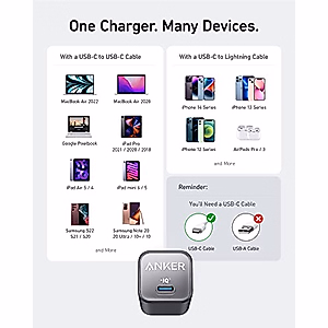 USB C GaN Charger 30W, Anker 511 Charger (Nano 3), PIQ 3.0 Foldable PPS Fast Charger for iPhone 14/14 Pro/14 Pro Max/13 Pro/13 Pro Max, Galaxy, iPad (Cable Not Included) - Aurora White