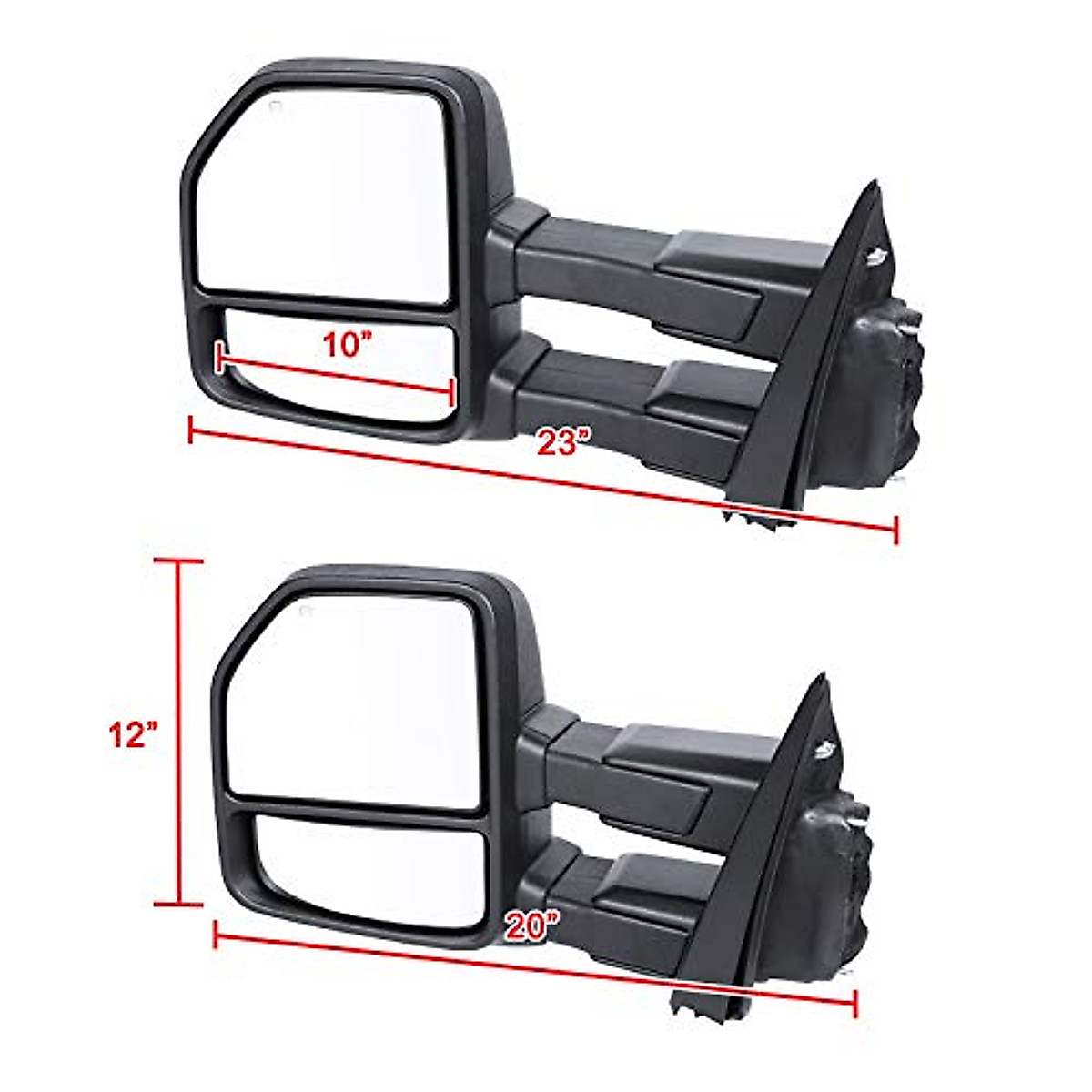 Carpartsinnovate For Ford 15-20 F150 Pickup Power Heated Tow Mirrors w/Smoke Lens LED Signal+Puddle