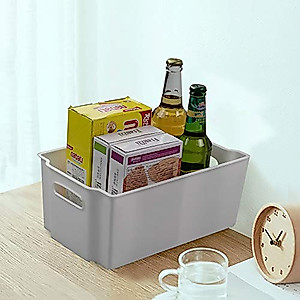 Morcte 4-Pack Plastic Stackable Storage Bin, White Stacking Storage Basket