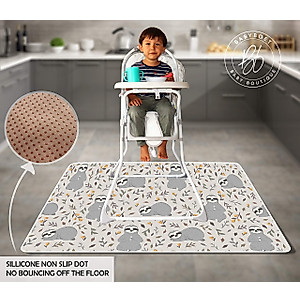 BABYBOET Splat Mat for Baby – Under High Chair Floor Mat Protects Wood, Vinyl and Carpet from Spills – Waterproof 4 Layer Baby Mat with Anti-Skid Backing Deters Bunching and Sliding (51” x 51”)