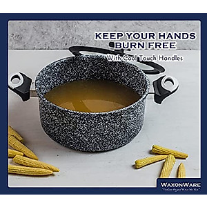 5.25 Quart Ceramic Nonstick Casserole Stockpot, Anti-Warp Non Toxic PTFE APEO PFOA Free Nonstick Pot With Lid, Induction Compatible (WaxonWare Stonetec Series)