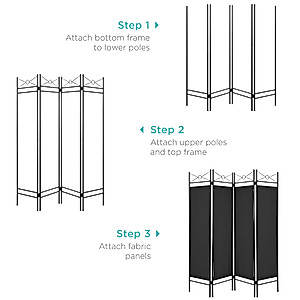 Best Choice Products 6ft 4-Panel Folding Privacy Screen Room Divider Multipurpose Decoration Accent for Bedroom, Bathroom, Office, Salon, Shade w/Steel Frame, Lightweight Design - White