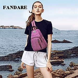 FANDARE Retro Sling Chest Backpack Multipurpose Crossbody Shoulder Bag Travel Backpack for Men Women Outdoor Cycling Indoor Gym Hiking Daypacks Durable Polyester Purple