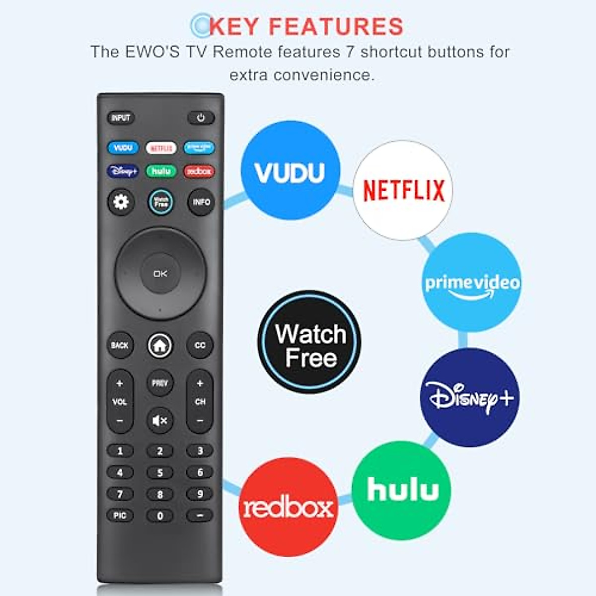 Universal Remote Control XRT140 for VIZIO Smart TV Remote Replacement XRT136 Smartcast D-Series E-Series M-Series P/PX-Series V-Series