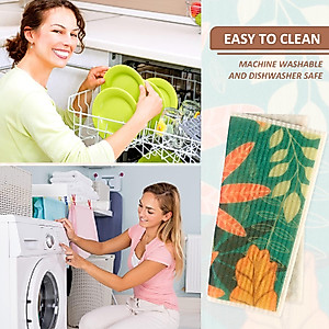 GreenPine 6 Pcs Fall Swedish Kitchen Dishcloths Thanksgiving Kitchen Dish Towel Autumn Leaves Reusable Washable Cotton Cloth Absorbent Dish Cloth for Kitchen Washing Cleaning