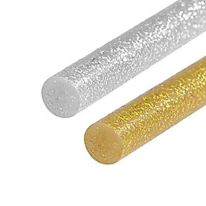 MECCANIXITY Mini Hot Glue Gun Sticks 32pcs 4-inch x 0.27-inch Glitter Silver/Glitter Gold for DIY Craft Making