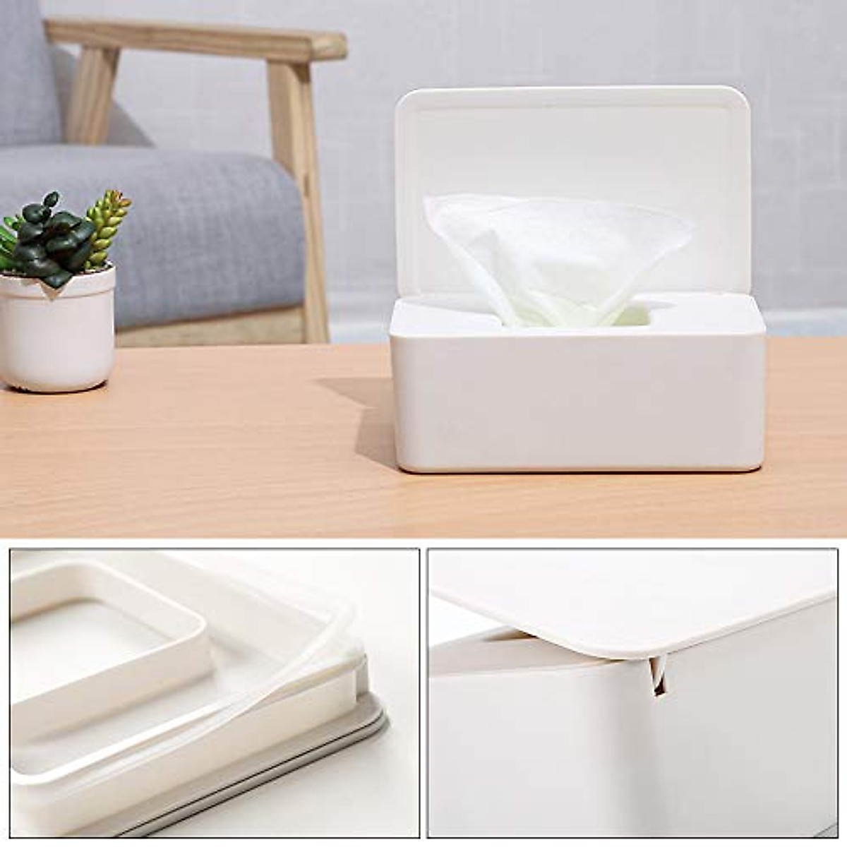 Lingtoolator Dispenser, Wet Wipes Storage Box Dustproof Tissue Box Case with Lid for Keeps Diaper Wipes Fresh, Easy Open Close Wipe Container(White)