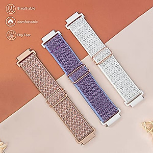 Farluya 3 Pack 18mm Stretchy Nylon Watch Bands for Fossil Women's Gen 5E 42mm / Gen 6 42mm,Soft Quick Release Wristband Loop Elastic Strap for Fossil Venture Gen 4 HR/Gen 3 Women Men