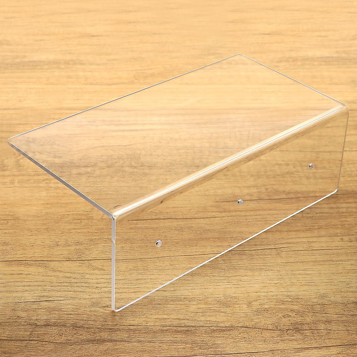 QWORK Acrylic Floating Shelves - Set of 2 12 Inch, Clear Wall-Mounted Display with Screws & Anchors - 4mm Thick