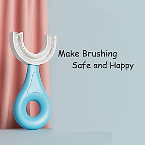 soobei Kids U-Shaped Toothbrush,Food Grade Soft Silicone Brush Head, 360° Oral Teeth Cleaning Design for Toddlers and Children (6-12Ages,Pink)