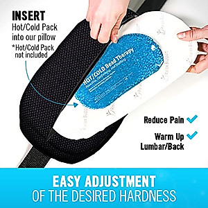 RELAX SUPPORT RS5 Lumbar Support Pillow for Car Back Support - Lumbar Roll w/Multiple Inserts for 6 Customized Firmness Levels for a Pain Free Driving - Adjustable Chair Back Support for Car Seat
