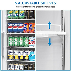 Towallmark Commercial Display Refrigerator, 12.4 Cu.Ft. Beverage Refrigerator Display Fridge, Upright Glass Door Merchandiser Fridge Beverage Cooler with LED Light, Adjustable Shelves