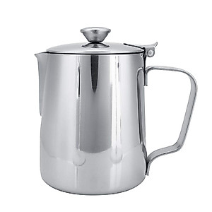Stainless Steel Milk Frothing Pitcher, Baristas Tools Cup with Lid Espresso Coffee Milk Frothing Jug Latte Art(350ml)