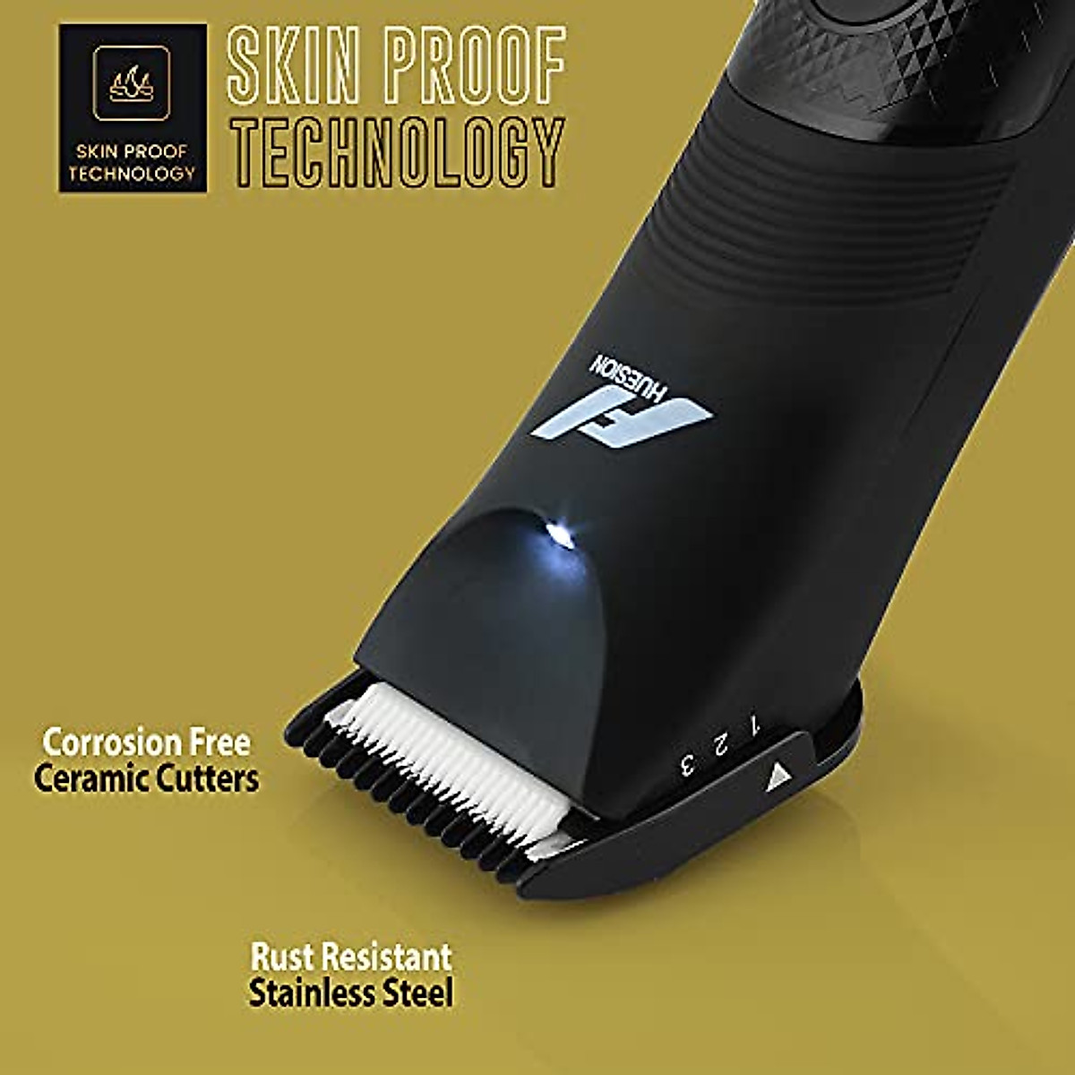 Fhuesion Electric Groin & Pubic Hair Trimmer for Men, Ball Shaver w/Light, Body Groomer Replaceable Ceramic Blade, Male Razor Waterproof Wet/Dry, USB Charging