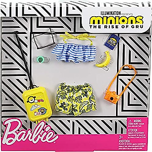 Barbie Storytelling Fashion Pack of Doll Clothes Inspired by Minions: Halter Top, Banana Shorts and 6 Accessories Dolls, Gift for 3 to 8 Year Olds