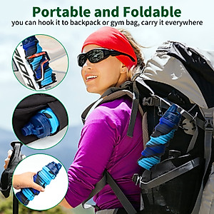 Collapsible Water Bottles, 2 Pack 16oz Silicone Travel Water Bottle Leakproof BPA Free Foldable Sport Water Bottles with Leak proof Twist Cap for Camping,Hiking Outdoor Indoor Sport