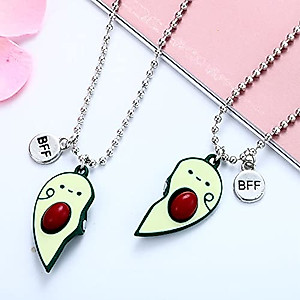 2-3Pcs Cute Magnetic Half Broken Heart Koala Panda Engraved BFF Pendant Best Friend Necklace for Women Girl Men Boy Lovely Love Heart Necklace Friendship Couple Forever Jewelry-avocado