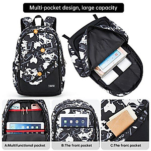 YHFD Boys' school backpacks, primary and secondary school backpacks, children's backpacks, tutoring bags, and pencil boxes (Technology Grey)