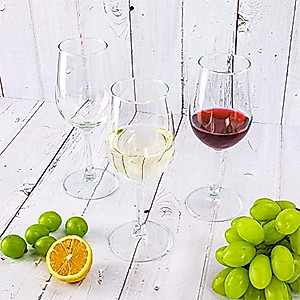 HAKEEMI Wine Glasses Set of 12, 12 oz Red White Wine Glasses, Clear, Dishwasher Safe
