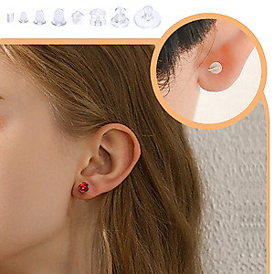 TOAOB 600pcs Silicone Earring Backs for Studs 8 Styles Clear Hypoallergenic Rubber Earrings Safety Back Stopper Replacement for Fish Hook Earring Studs Hoops