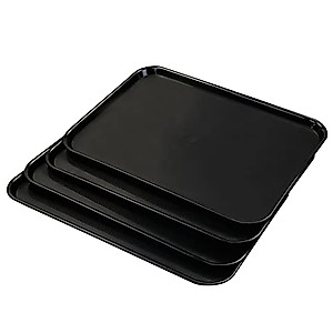 Callyne Large Black Plastic Tray, Multi-Purpose Rectangular Tray, 4 Pack, 25.24" L x 17.6" W