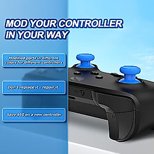 TOMSIN Replacement Joysticks for Xbox One Series X/S Controller,4PCS True Rubberized Thumbsticks Repair Kit for Xbox One Wireless Controller(Blue)