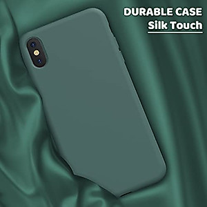 OuXul iPhone Xs Max Case - Liquid Silicone Phone 10 Pro Max Case, Full Body Slim Soft Microfiber Lining Protective iPhone Xs Max Case for Women/Men 6.5 Inch(Forest Green)