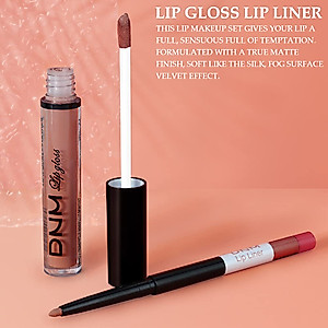 AMY'S DIARY 2pcs Nude Matte brown Lip Liner and Lipstick Makeup Set, Liquid Lipstick 24H and Lip Liner Set Matt Lips Make Up Waterproof Long Lasting Lipstick Matte Kit (#32)