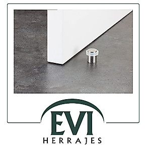 EVI | Pack 2 Doorstops | 20x25mm | Threaded Base | White Rubber | Stainless Steel | Includes Screw + Fastening Plug | Mod. I-181-BCB